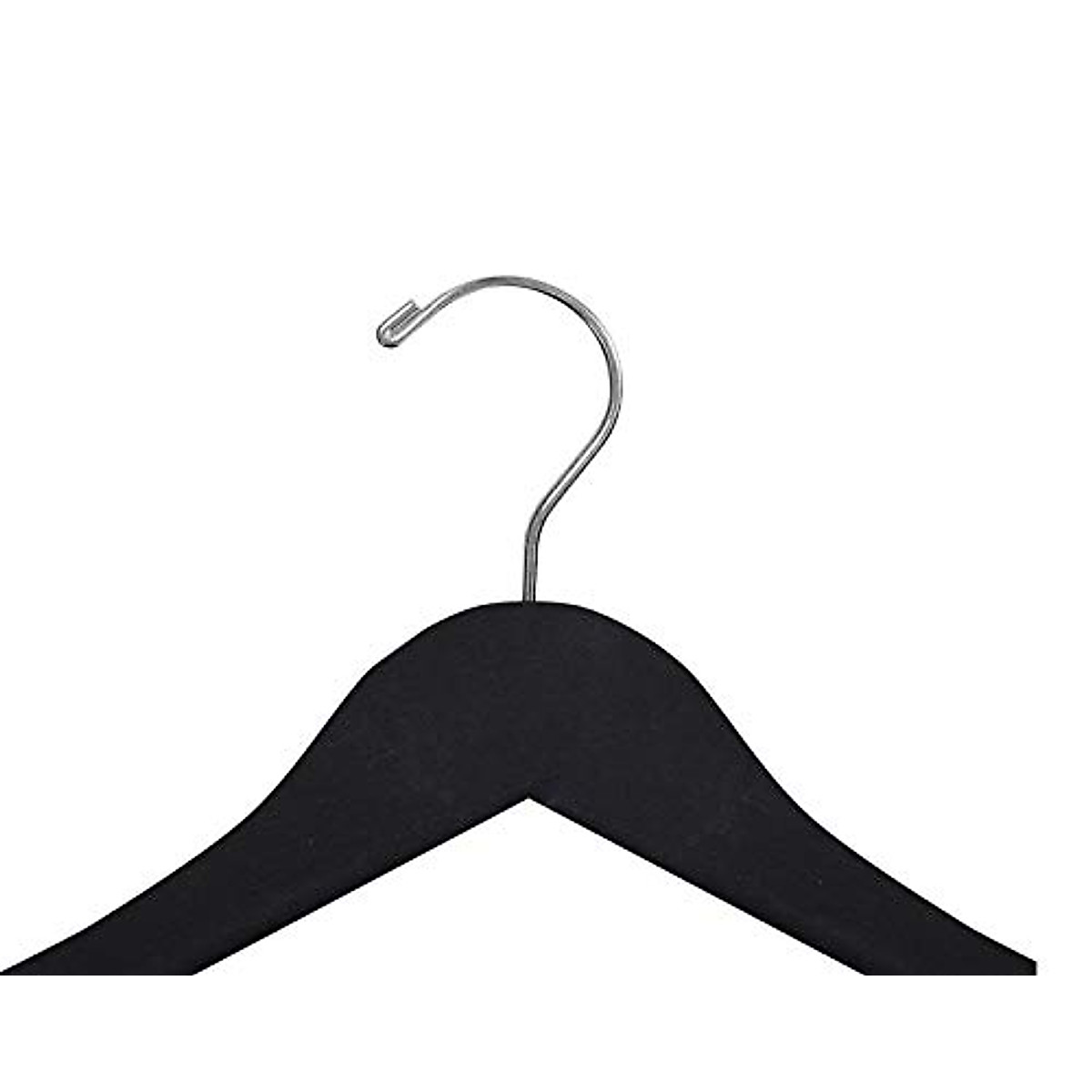 NAHANCO 8217CHNOBARHU 17” Wooden Top Hanger, Flat with Notches, Chrome Hook, Black (Pack of 25)