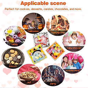 Bnsikun Halloween Cellophane Cookie Bags, 250 Pcs Self Adhesive Clear Cookie Treat Bags for Halloween Party Favor and Gift Packing(6 Style)