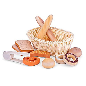 New Classic Toys Traditional Bread Basket - Pretend Play Toy for Kids Cooking Simulation Educational Toys and Color Perception Toy for Preschool Age Toddlers Boys Girls