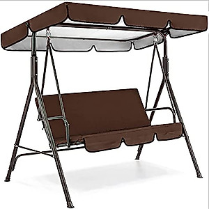 BTURYT Swing Canopy Top Cover Replacement Canopy and Swing Cushion Cover, Patio Swing Canopy Top Cover Set,Waterproof 2 and 3 Seater Swing Replacement Top Cover-(top Cover + Chair Cover)