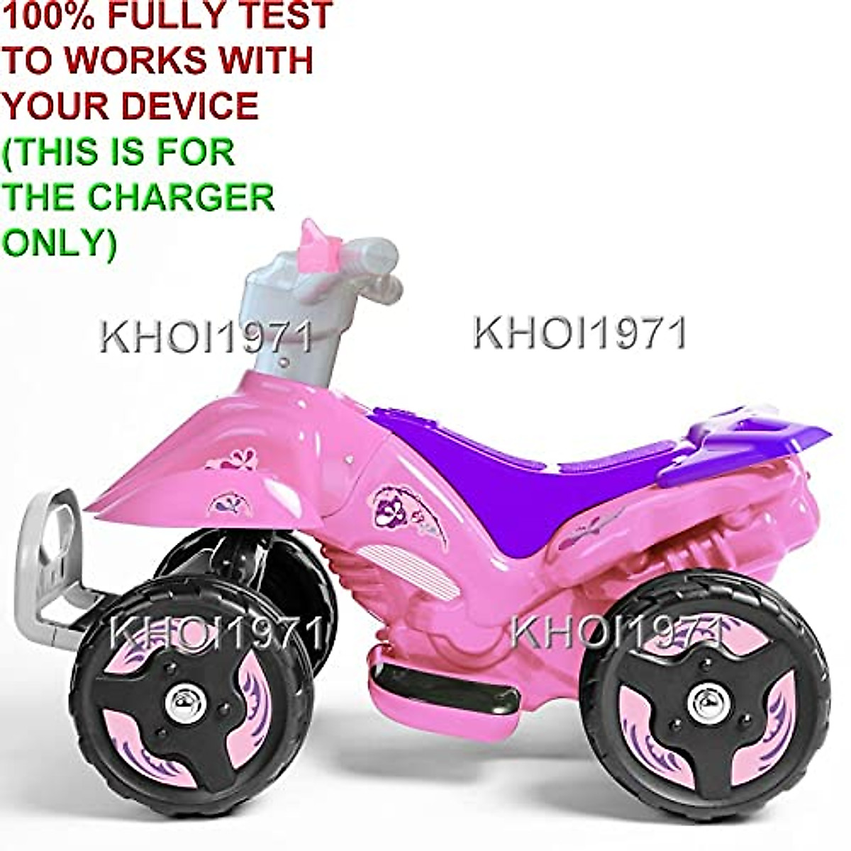 KHOI1971 Wall Charger AC Adapter Compatible with Kalee 6V-Volt ATV Quad Ride on Green Black-Trim-SEAT KL-40050C Walmart Target Toy R US