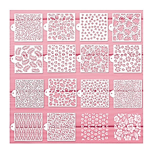 Cake Stencils Decorating Buttercream Cookie Stencils for Royal Icing Leopard Stencil Airbrush Snake Skin Mermaid Scale Stencil Cheetah Cow Print Templates for Baking (14 5.5'' Leaf Cookie Stencils)