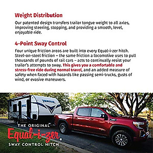 Equal-i-zer 4-Point Sway Control & Weight Distribution Hitch, 1,200/12,000 lbs, 90-00-1269, Includes Standard Hitch Shank & Pre-Installed Hitch Ball