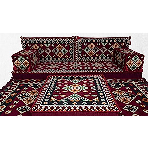 Maroon Arabic Majlis Floor sofa, Floor couch, Loveseats,Floor seating sofa,Ethnic sofa, Hookah Lounge,Ottoman Couch,Arabic Couch,Arabic sofa