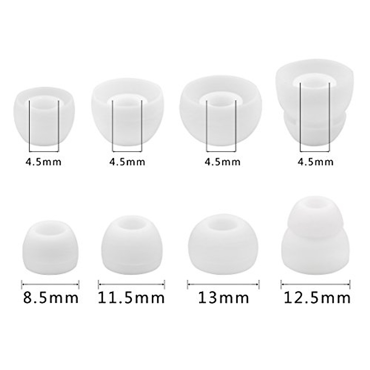 ALXCD Ear Tips for Powerbeats2 Wireless Headphone, SML 3 Size 6 Pair Silicone Replacement Earbud Tips & 2 Pair Double Flange Ear Tip Cushion, Fit for Beats Powerbeats 2 Wireless [8 Pair](Black/White)