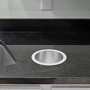 ABOOFAN Drop-in Trash Chute Stainless Steel Round Countertop Trash and Waste Chute Built-in Trash Can Waste Bucket Bottomless Embedded Trash Bin for Home Restaurant