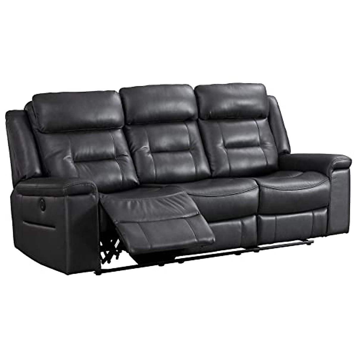 Signature Design by Ashley McAdoo Contemporary Faux Leather Tufted Reclining Power Sofa, Black