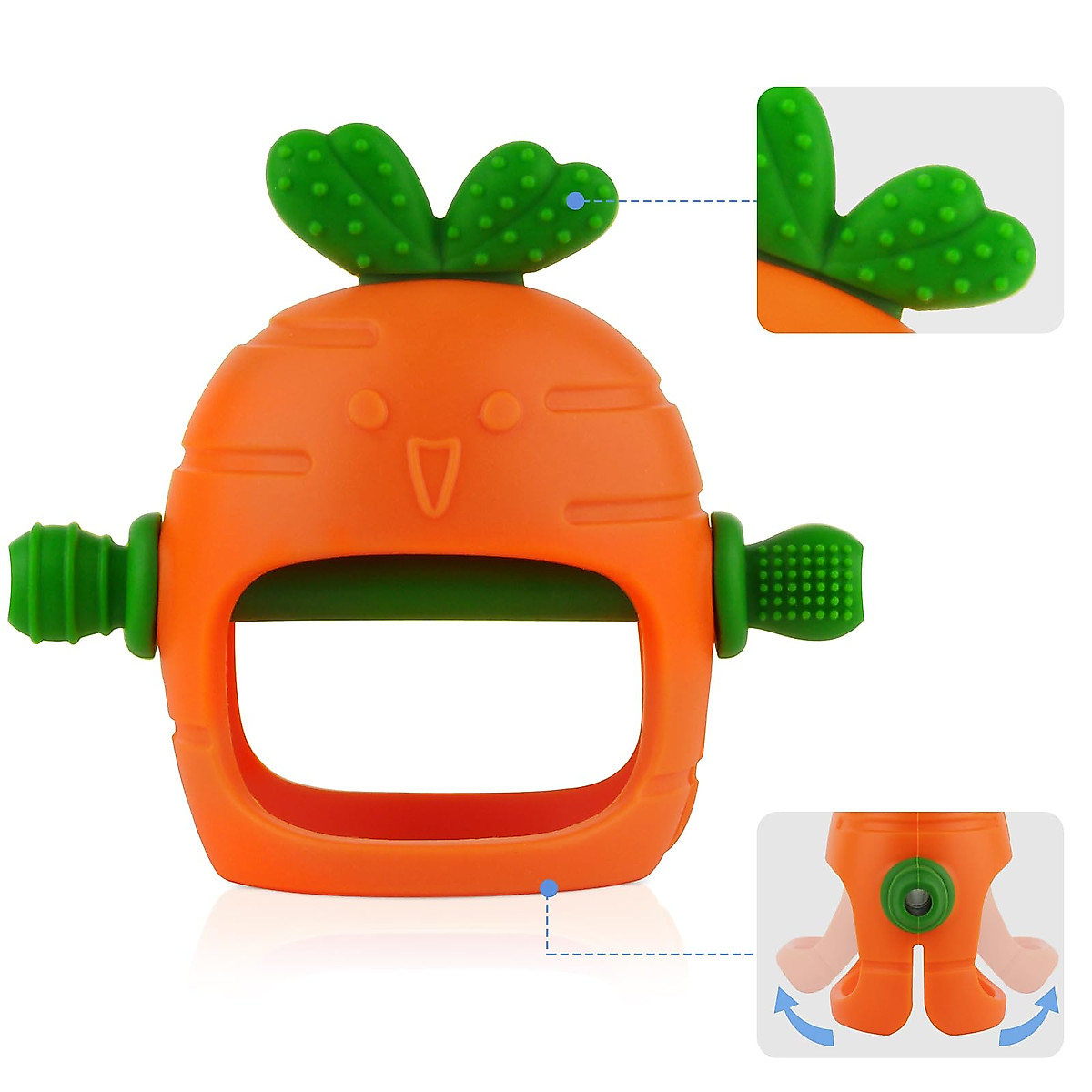 Chuya Easter Baby Teething Toys Teether for Babies 0-24 Months Carrot Hand Teethers Teething Relief Sore Gums Baby Toys for Infants