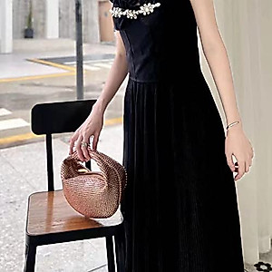 DEBIMY Women's Rhinestone Clutch Bag Sparkly Glitter Dumpling Clutch Purse Wedding Party Prom Handbags Fashion Crystals Evening Bag for Women Bright Red