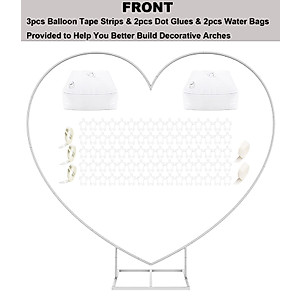 LANGXUN Large Size Metal Balloon Arch Kit, Wedding Heart Arch Stand, Love Balloon Column Arch Frame for Wedding, Bridal, Valentine's Day, Engagement and Birthday Party Supplies (Heart White)