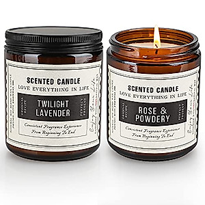 14.4oz Candles for Home Scented, Amber Candle and Lavender Candle, 100 Hours Long Lasting Soy Wax Scented Candles Gift Set for Women, Birthday Gift, Christmas Gfits