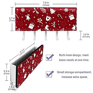 Red Christmas Element Tree Bell Candy Hooks Wall Mounted, Self Adhesive Towel Key Hook up, Coat and Hat Hook Rack, 7 Inches Durable Hanger Hooks