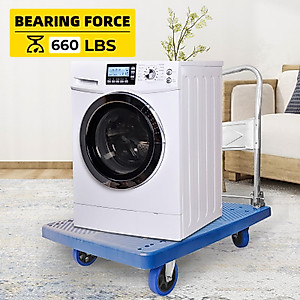 DEFIPRO Foldable Push Cart Dolly 660 lbs Heavy Duty Platform Truck Upgrade Swivel Wheels Moving Flatbed Carts Hand Truck for Garden Warehouse Garage