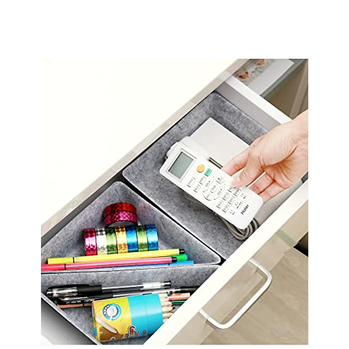 TALEVT Felt Storage Bins,1 Set with 3pcs Storage Container,Felt Drawer Organizer,Bedroom Closet Organization for Small Things