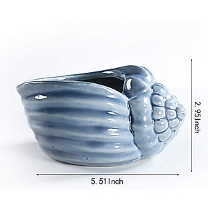 SUN-E 5.5 Inch Blue Conch Ocean Series Ceramic Base Serial Set Succulent Plant Pot Cactus Plant Pot Flower Pot Container Planter with Drainage Hole Gift Idea 4 in Set(Plants Not Included)