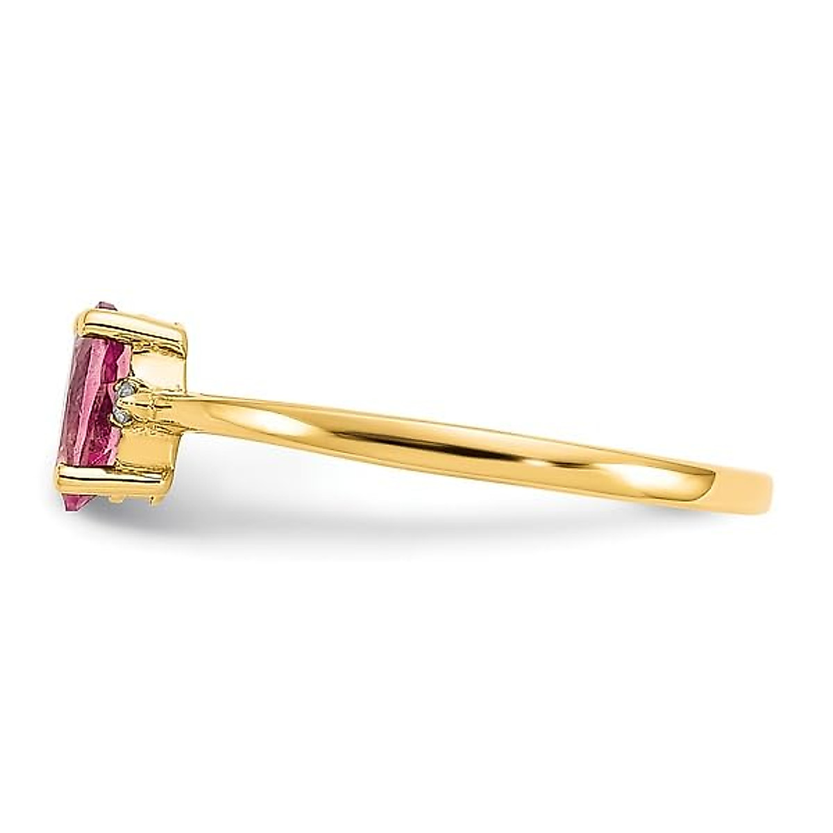 IceCarats 14K Yellow Gold Diamond Pink Tourmaline October Birthstone Ring Gemstone Band Size 6