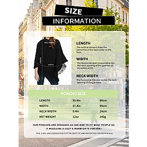 Ferand Ladies' Hooded Cape with Fringed Hem, Crochet Poncho Knitting Patterns for Women, Black