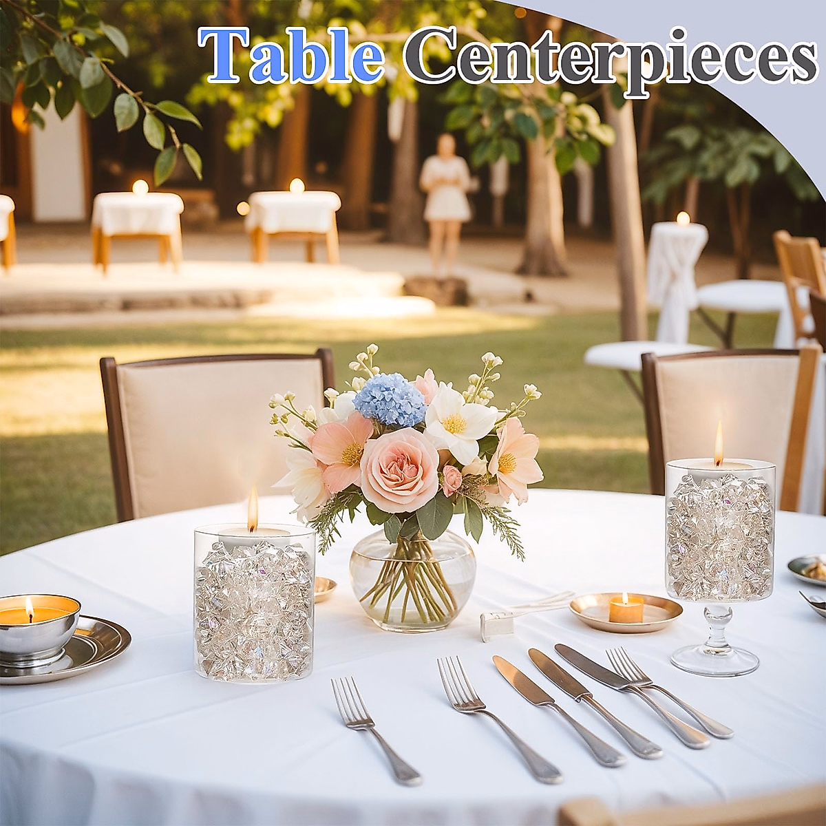 FUTUREPLUSX 180PCS Bright Clear Fake Ice Rocks, Acrylic Fake Crushed Ice Rocks Diamonds Gems DIY Crafts Vase Fillers for Party Fish Tank Table Scatter Props Display