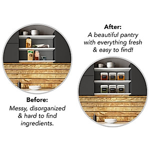 Shazo Airtight 6 Pc Spice Containers Set + 6 Spoons - Durable Clear Plastic Food Storage Containers with Lids - Kitchen Cabinet Pantry Organization for Spices, Herbs, Coffee, Tea etc