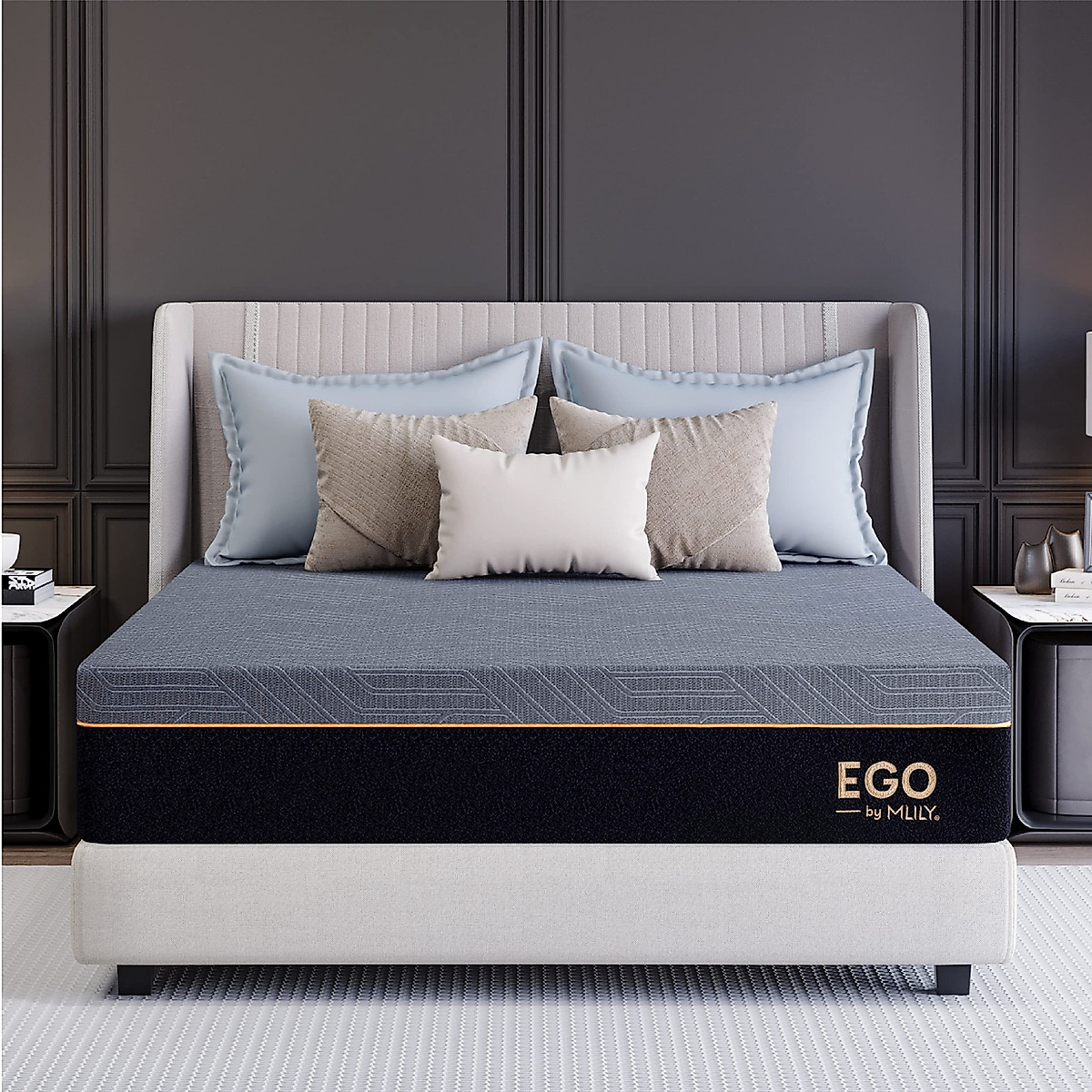 MLILY EGO Copper Queen Memory Foam Mattress 12 Inch, Copper Gel Infused Mattress Bed in A Box CertiPUR-US Certified Made in USA, Medium Plush, 60”x80”x12”, Darkgray