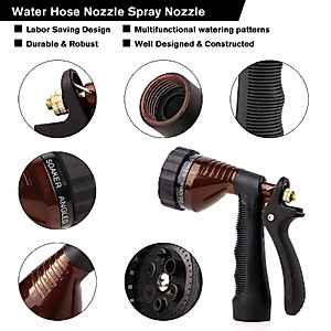 GREEN MOUNT Water Hose Nozzle Spray Nozzle, Metal Garden Hose Nozzle with Adjustable Spray Patterns, Perfect for Watering Plants, Washing Cars