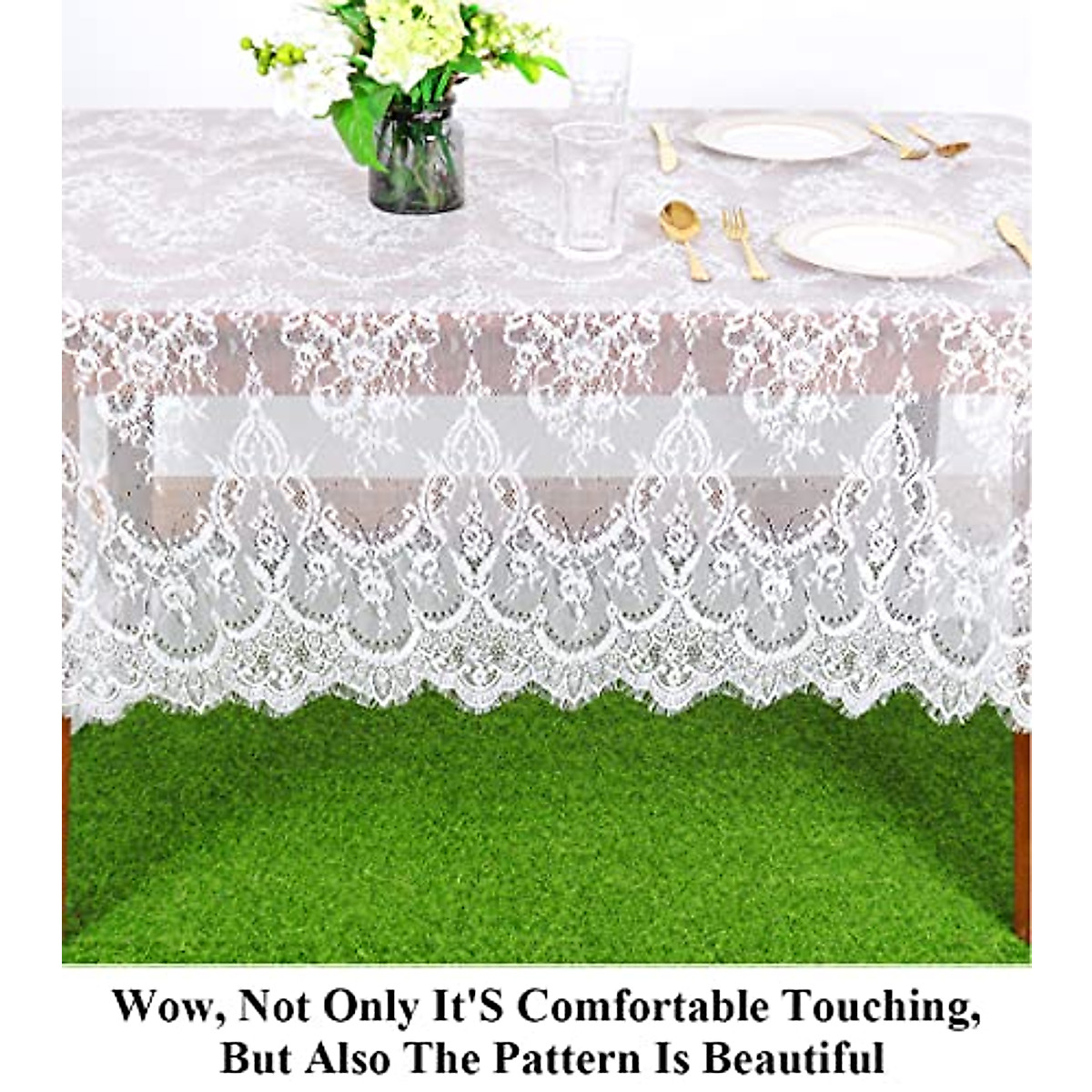 Vintage-Lace-Tablecloth 60x120-Inch Small Lace Rectangle Tablecloth Lace Boho Print Tablecloth Lace Overlay Tablecloth Lace Table Runner Overlay