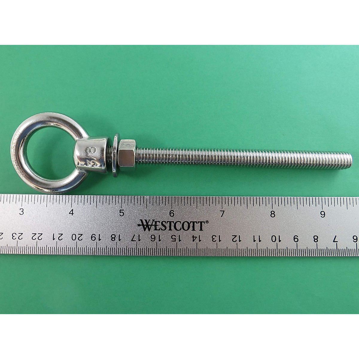 US STAINLESS 2 Pieces Stainless Steel 316 (Shape Type 307) Lifting Eye Bolt 3/8" UNC x 120mm Marine Grade Pitch of 16