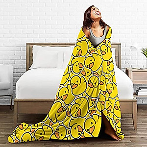 Perinsto Cute Rubber Duck Throw Blanket Ultra Soft Warm All Season Yellow Cartoon Ducks Decorative Fleece Blankets for Bed Chair Car Sofa Couch Bedroom 50"X40"