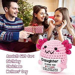 WEYON Daughter Gifts from Mom Dad, Mini Crochet Axolotl for Year Old Little Girl Kid from Mother Father, Best for Birthday, Christmas Stocking Stuffers, Easter & Valentines, Teen Girls Teenage Gifts