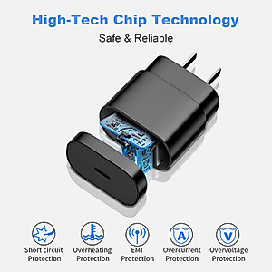 Type C Super Fast Charger, 25W PD USB C Wall Charger Block with 6FT USB C Cable Compatible with Galaxy S23 S22 S21 S20 Plus Ultra, Note 20 19 18 S10 S9 S8