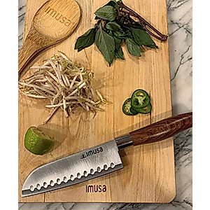 IMUSA USA 6" IMU-73055 Stainless Steel Santoku Knife with Woodlook Handle, Woodlok