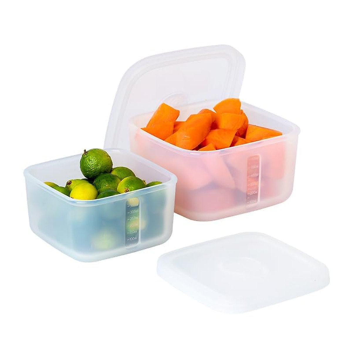 OTB Set of 2 Reusable Silicone Containers Clear, Nesting Leak-free Silicone Food Storage Boxes, BPA Free, Airtight, Dishwasher and Freezer Safe