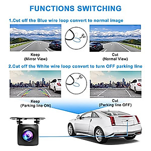 PARKVISION Backup Camera/Front Facing Camera with Real 180 Degree Ultra Super Wide Angle,Angle Adjustable,HD Fisheye Glass Lenses,Waterproof IP68,Mirror Guideline Function,DC12V24V for Universal Cars