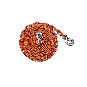 5/16-IN X 12FT Weld High Test Chain, Tow Chain, for Pulling, Binding, Securing, and Towing All Types of Loads, Grab Hook On Both Ends, Orange