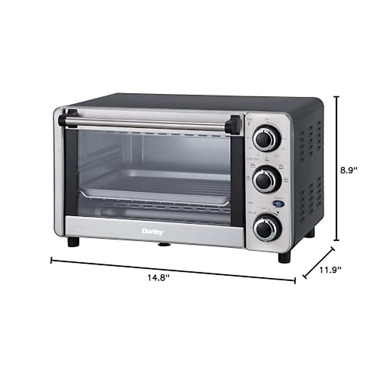 Danby DBTO0412BBSS 0.4 cu ft/12L 4 Slice Countertop Toaster Oven in Stainless Steel Toast, Bake, Broil, Keep Warm functions
