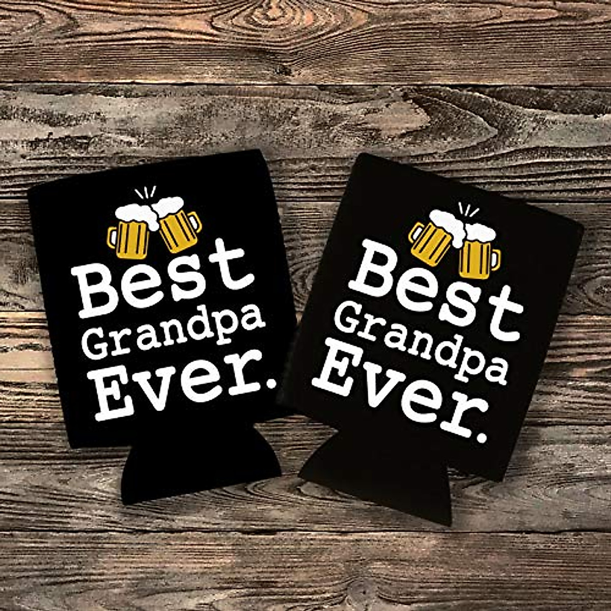 YouFangworkshop Funny Beer Can Sleeve Coolers, Best Grandpa Ever Beer Coolers Set for Men Grandfather Fathers Day Retirement Christmas Birthday Party Decoration Gift, 2-Pack