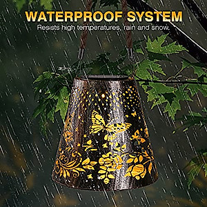 Outdoor Solar Lights Waterproof Party Garden Decor Lights Burtterfly Hanging Solar Lanterns Outdoor Waterproof Light Patio Decor Metal Gardening Gifts for Women