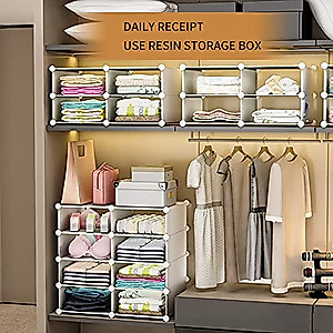 Aeitc Stackable Closet Organizer 6-Shelf Adjustable Space Saver Closet Storage for Folded Clothes and Accessory,White (18 Section)