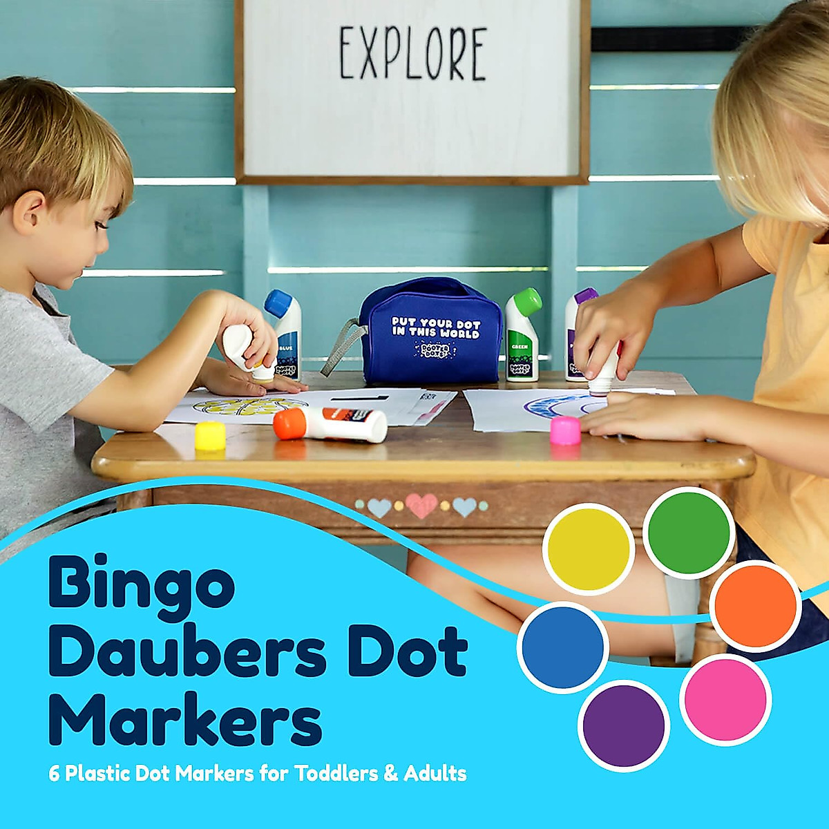 Dot Markers | Bingo Daubers Bright | Washable Art Markers for Toddlers Kids Adults | Arts and Crafts | Kids Art Supplies | Dot Paint Craft Kit | Toddler Painting Supplies | Drawing Coloring Set