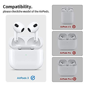 GRECAZO Compatible with AirPods 3rd Generation Case(2021), Military Secure Full-Body Rugged Hard Shell Case Cover with Keychain Designed for Apple AirPods 3 Charging Case[LED Visible] Grey+Black