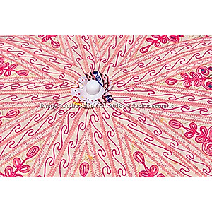 Asha Handicraft 72" Indian Handmade Embroidered Elephant Garden Umbrella, Large Outdoor Patio Parasols, Beach Umbrella Sun Shade Wedding Decorative Umbrellas (Large, White & Pink)