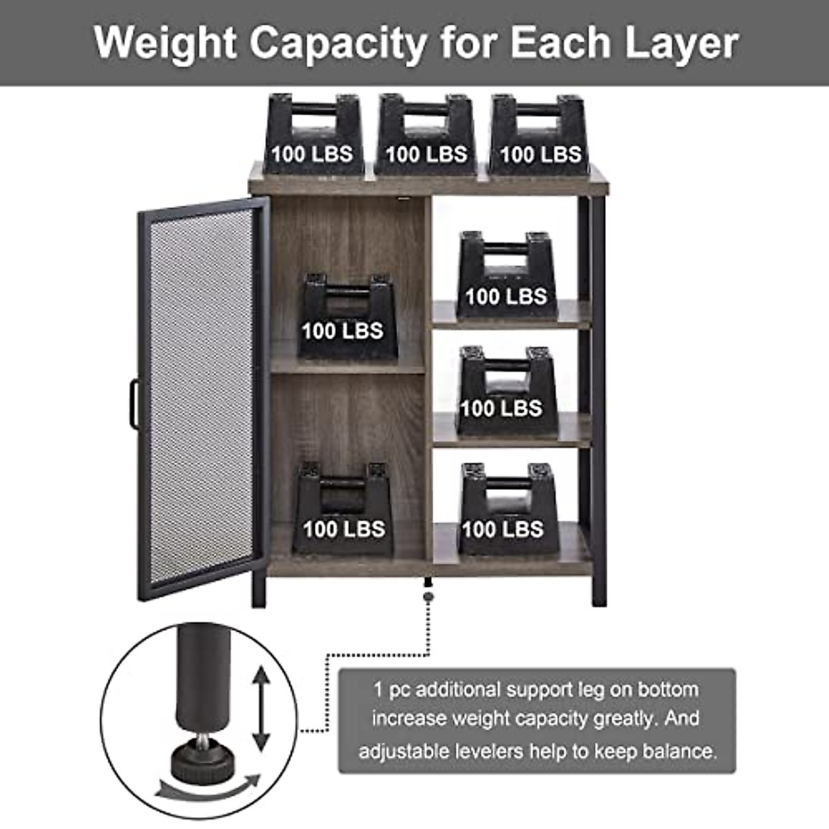 BON AUGURE Farmhouse Coffee Bar Cabinet with Storage, Industrial Liquor Cabinet with Adjustable Shelves, Rustic Small Buffet and Sideboard for Home (French Gray)