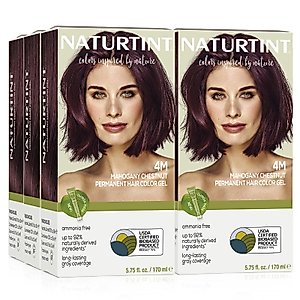 Naturtint 4M Mahogany Chestnut Permanent Hair Color (Pack of 6), Ammonia Free, Vegan, Cruelty Free, up to 100% Gray Coverage, Long Lasting Results (Packaging may vary)