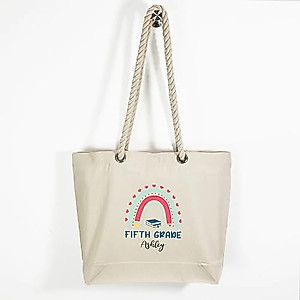 Custom Fifth Grade Rainbow Bag, Personalized Fifth Grade Tote Bag, Hello 5th Grade Bag, Back To School Bag (Rope Bag : 25L 20"L x 15"H x 5"D 100% cotton, 26" rope handles)