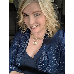 Touchstone gold tone Indian Hollywood Mughal era Kundan look fuchsia color bridal jewelry necklace set