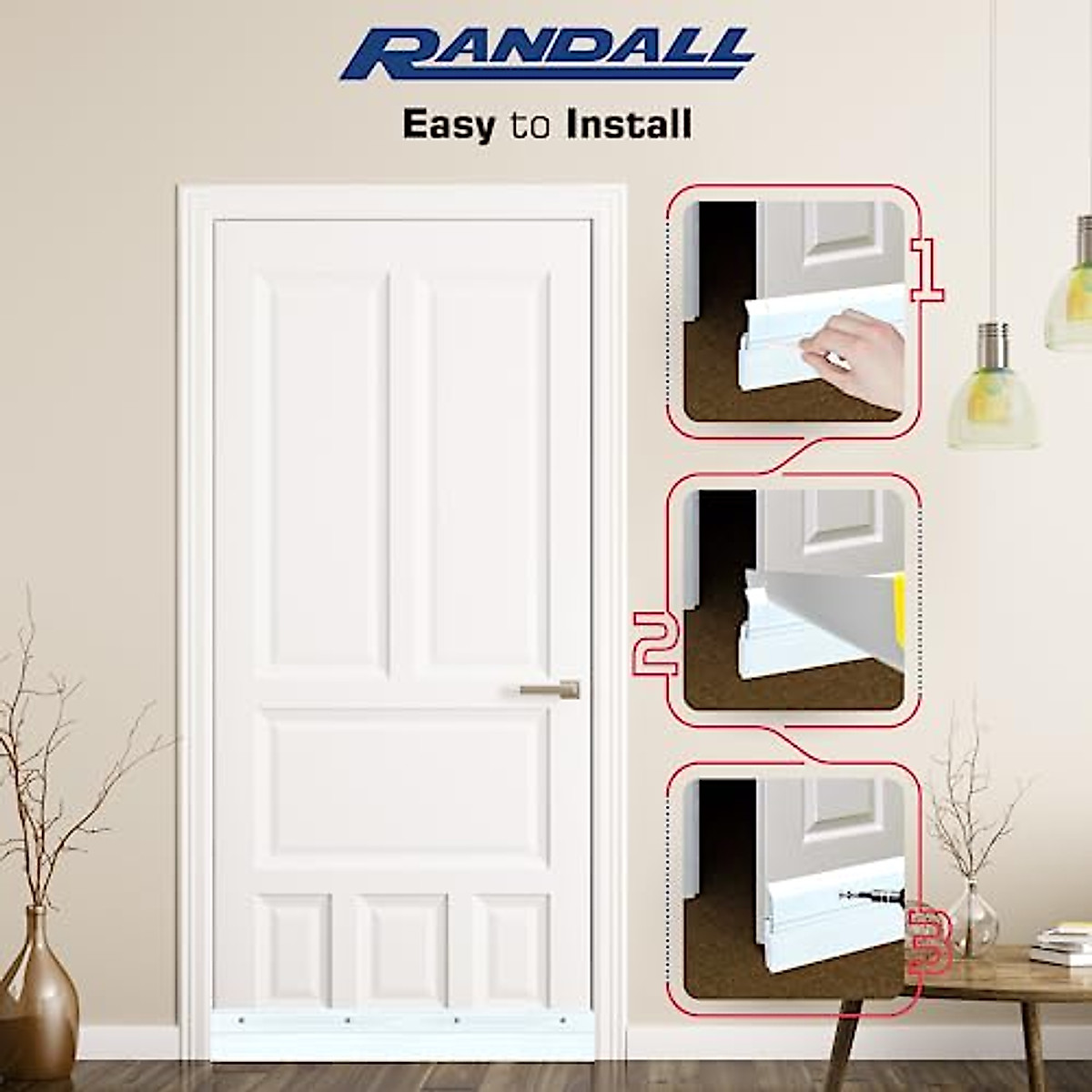 White Heavy Duty Triple Seal Door Sweep USA Made (4 FT Long)