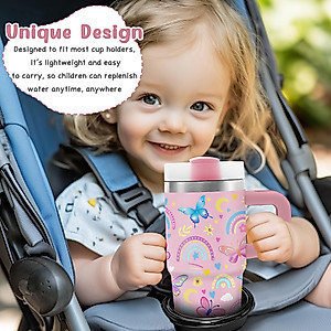Butterfly Gifts for Girls, Rainbow Tumbler with Handle and Straw for Kids 14 oz, Birthday Gifts for Butterfly Lovers Girls, Insulated Stainless Steel Travel Mug for Toddlers