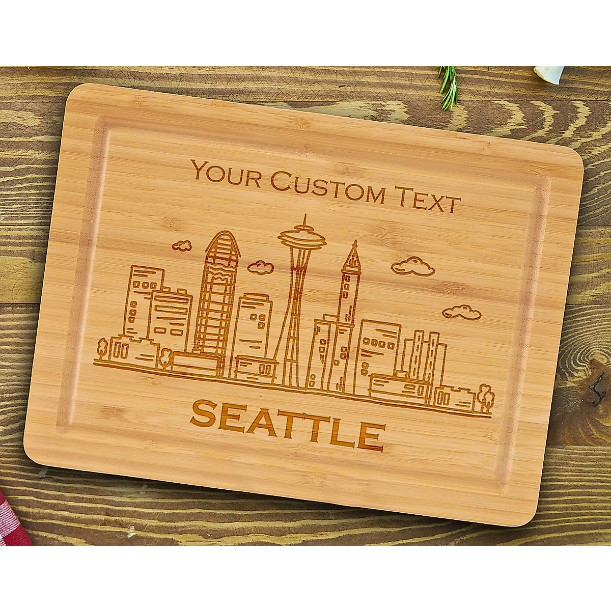 Chicago Skyline Cutting Board, Custom Housewarming Gift, Personalized Cutting Board, Wedding Gift for Couples, Wooden Bamboo Board with 6 Different Styles