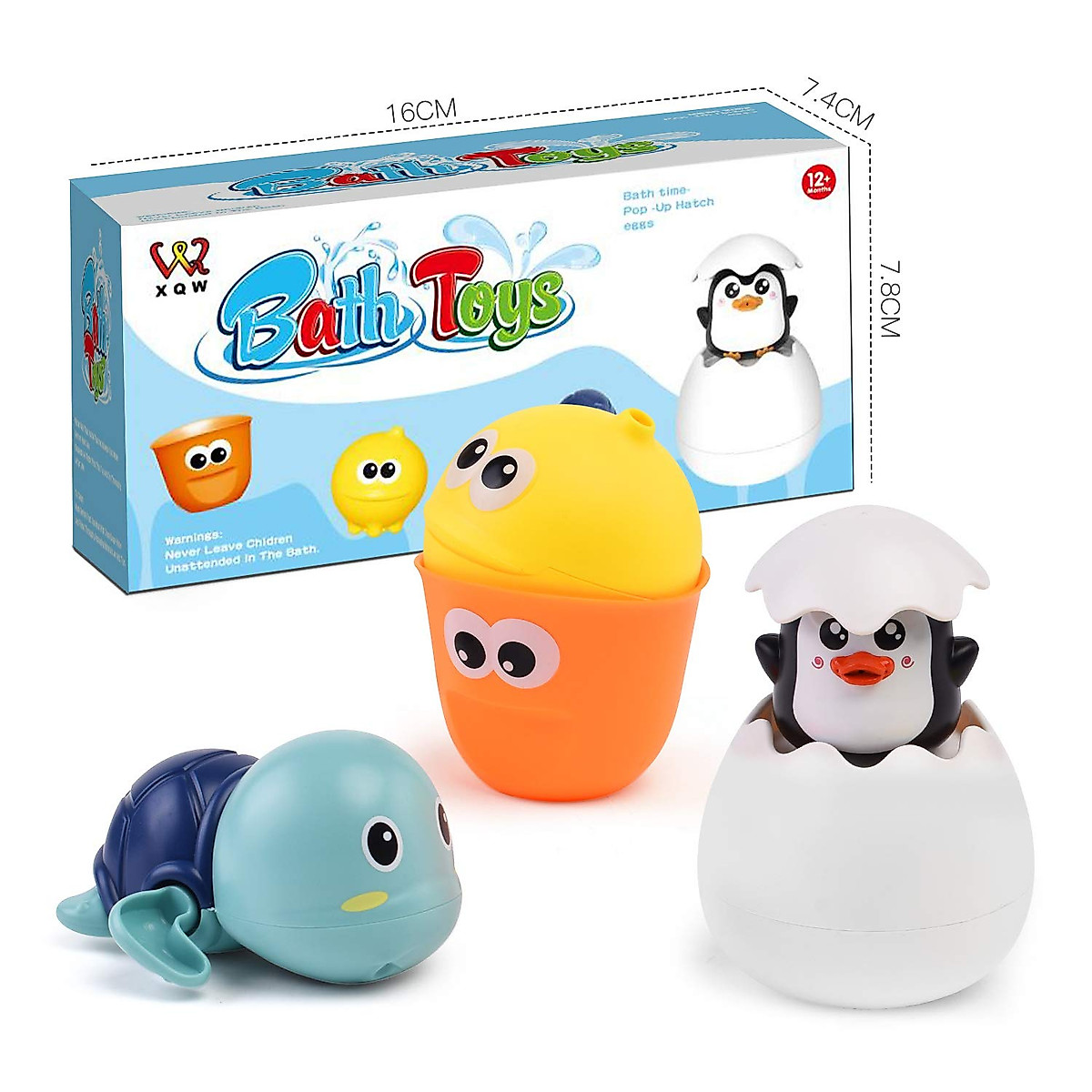 Bath Toys for Toddlers 1-3 Year Old - Pop-up Hatch Egg,Wind Up Swim Turtle,Lemon Cup with Interactive Bath Toys for Baby Bathtub Water Toys -Toy for 1 2 3 4 5 6Years Old Boy Girls for Gifts