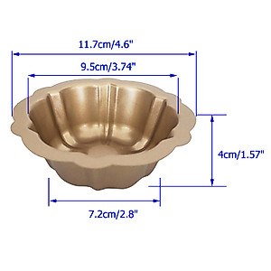 Proshopping 10 Pieces Mini Bundt Cake Pan, Nonstick 4 Inch Small Carbon Steel Fluted Bundt Cake Pan for Baking, Metal Baking Mold for Cupcakes, Donuts, Brownies - Pumpkin Shaped, Gold